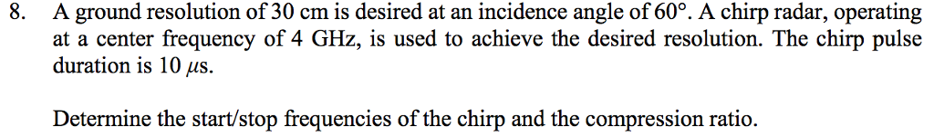 Solved A ground resolution of 30 cm is desired at an | Chegg.com