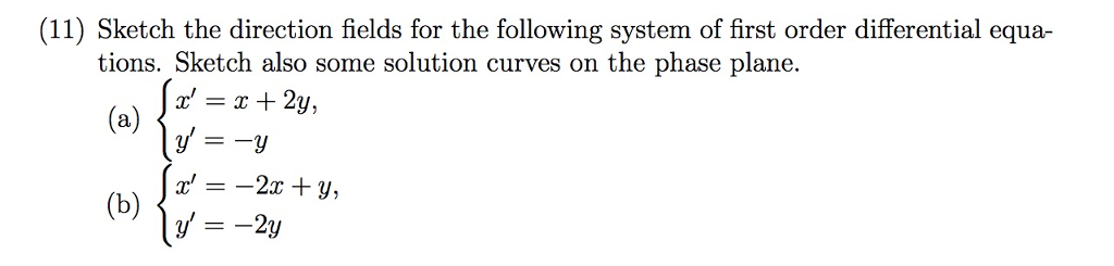 Solved (11) Sketch the direction fields for the following | Chegg.com