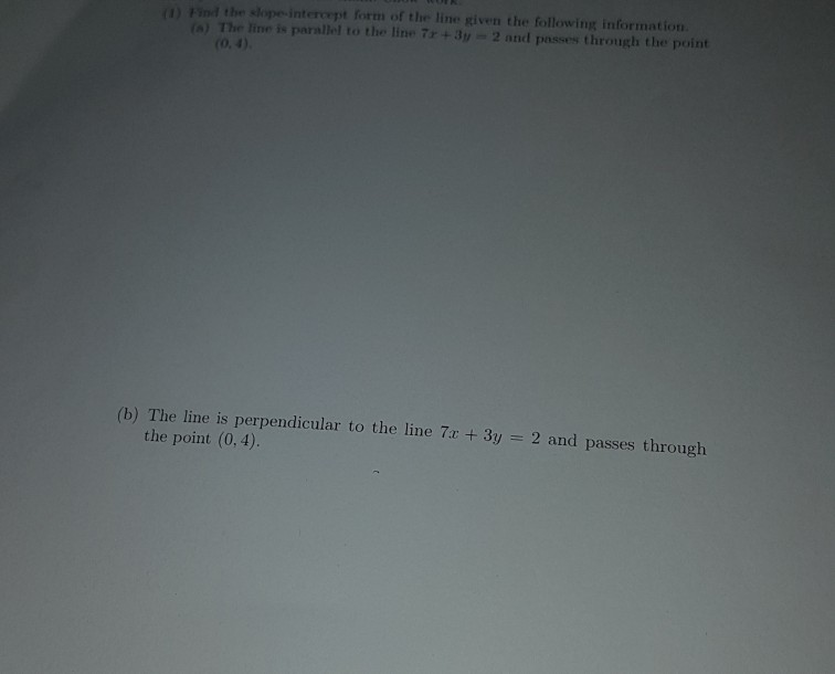 Slope Intercept Form Parallel Lines