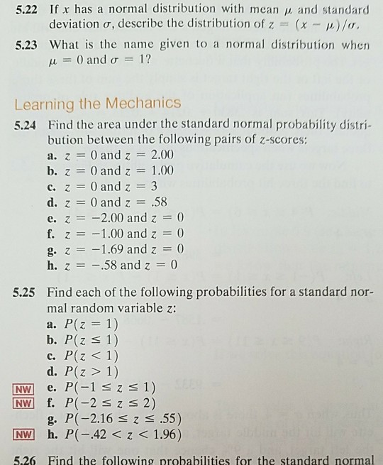 Solved 5 22 If X Has A Normal Distribution With Mean μ And