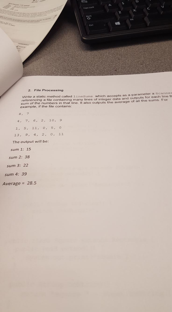 Solved Write a static method called lineSums which accepts | Chegg.com