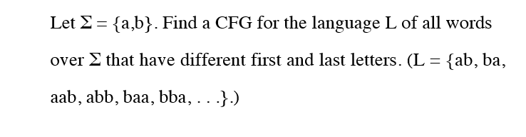 Solved Let Sigma = {a,b}. Find a CFG for the language L of | Chegg.com