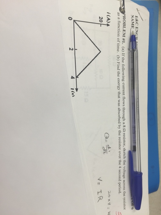 Solved If the following current flows through a 8 ohm | Chegg.com
