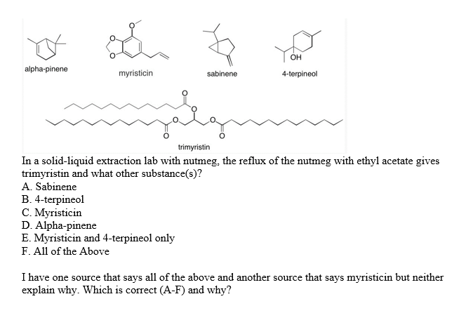 Solved In a solid-liquid extraction lab with nutmeg, the | Chegg.com