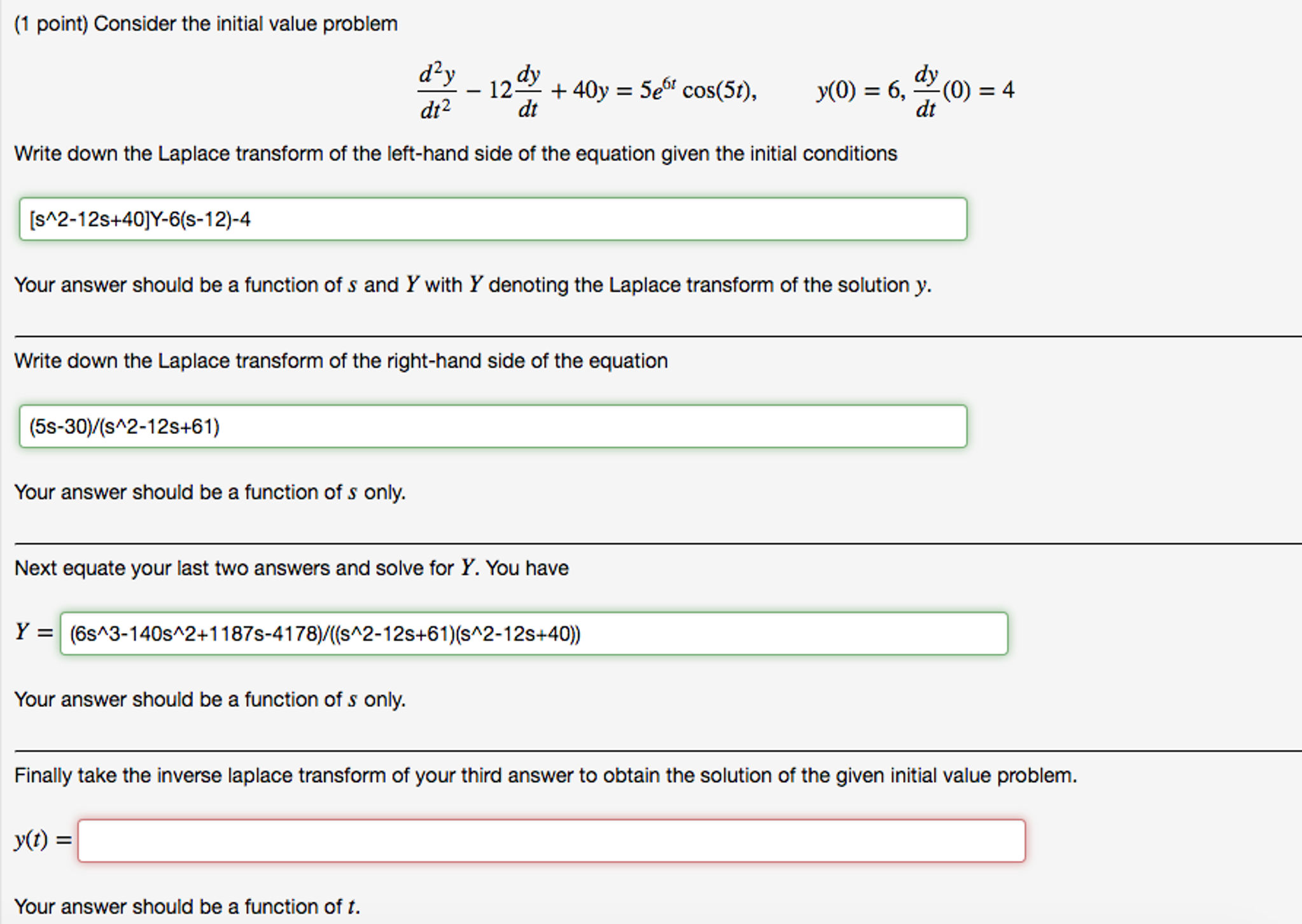 Solved Consider the initial value problem d^2y/dt^2 - 12 | Chegg.com
