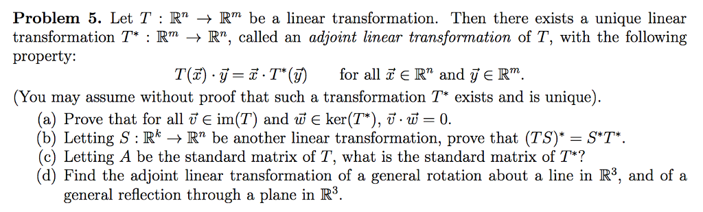Solved Let T R^n rightarrow R^m be a linear transformation. | Chegg.com