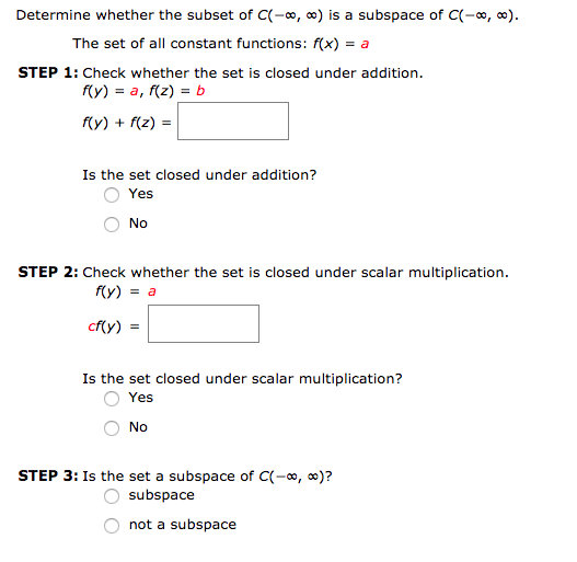 Solved Determine Whether The Subset Of C Is A Subspace