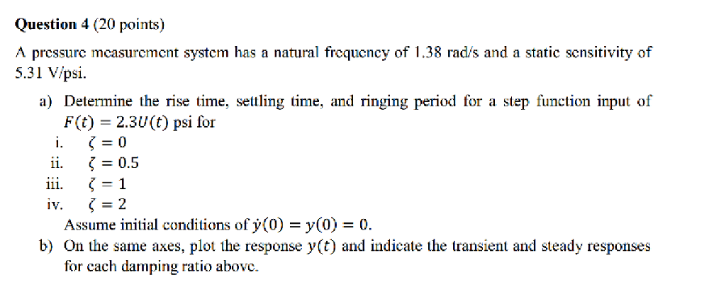 Solved A pressure measurement system has a natural frequency | Chegg.com
