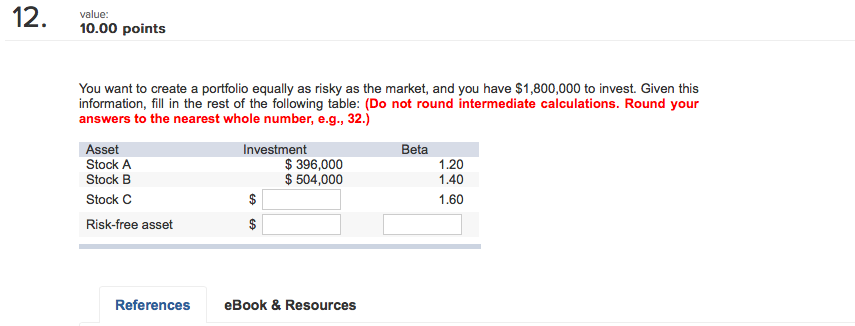 Solved value: 10.00 points You want to create a portfolio | Chegg.com