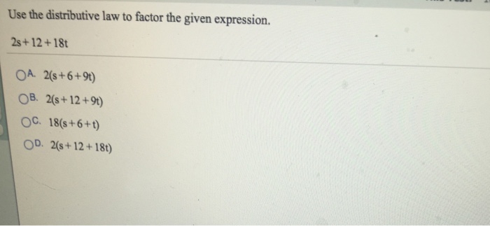 Solved Use the distributive law to factor the given | Chegg.com