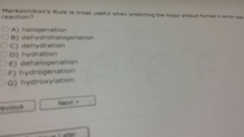 Solved Markovnikov?s Rule is most useful when predicting the | Chegg.com