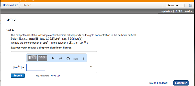 Solved The cell potential of the following electrochemical | Chegg.com