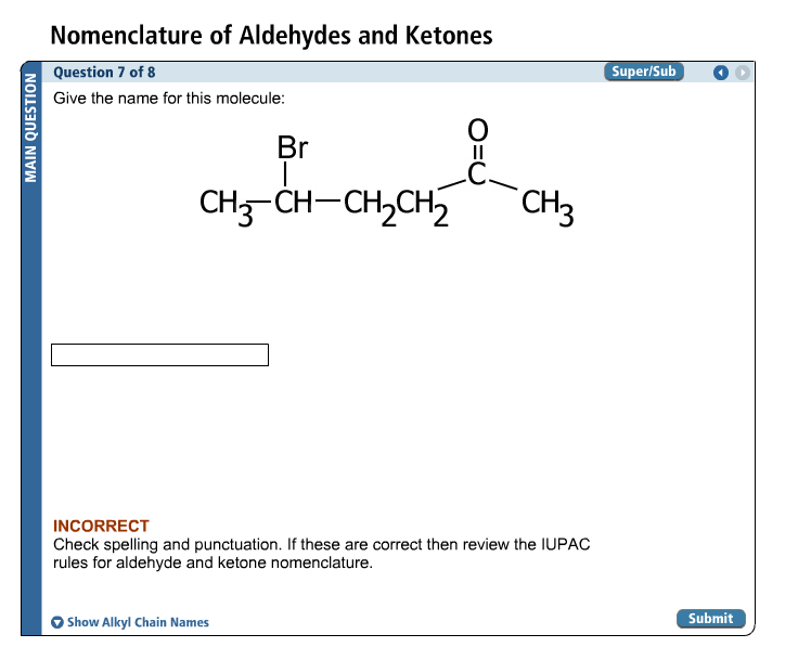 Solved Nomenclature of Aldehydes and Ketones Question 7 of 8 | Chegg.com