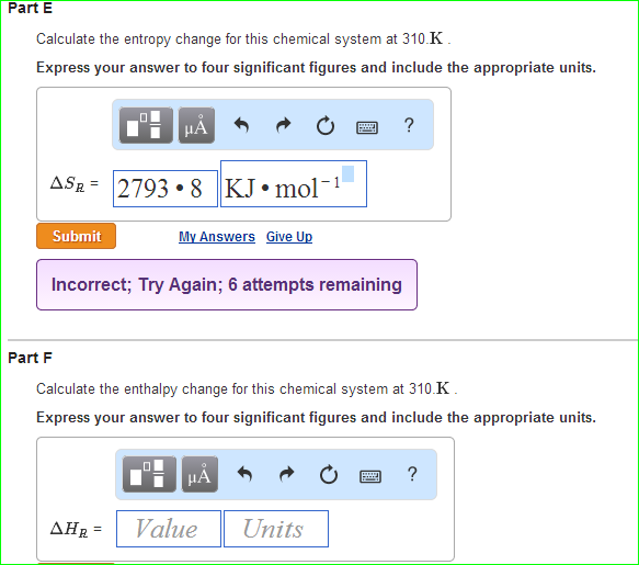 Solved Part G Calculate the entropy change of the | Chegg.com