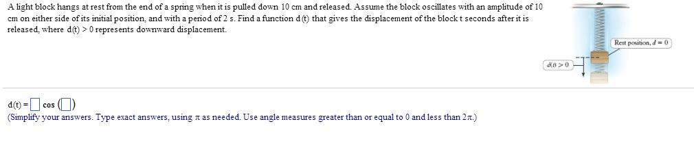 Solved A light block hangs at rest from the end of a spring | Chegg.com