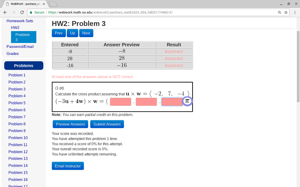 Solved Calculate the cross product assuming that u x w = | Chegg.com