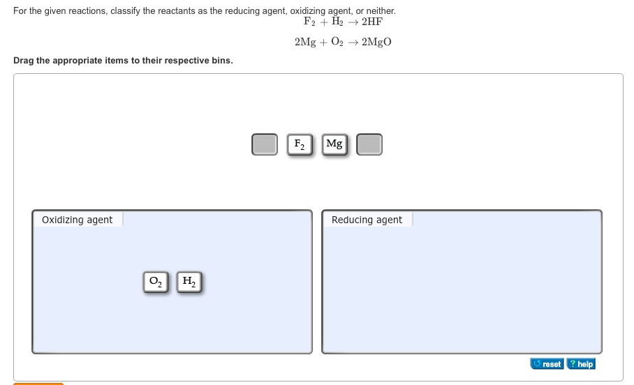 Solved For the given reactions, classify the reactants as | Chegg.com