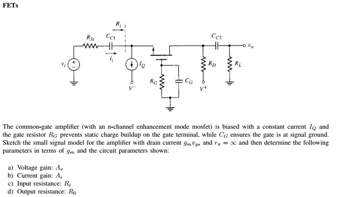 Solved The common-gate amplifier (with an n-channel | Chegg.com