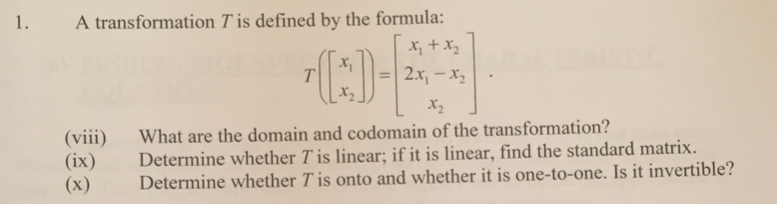 Solved 1 A transformation Tis defined by the formula: (viii) | Chegg.com
