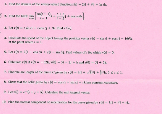 Solved 1. Find the domain of the vector-valued function ru) | Chegg.com