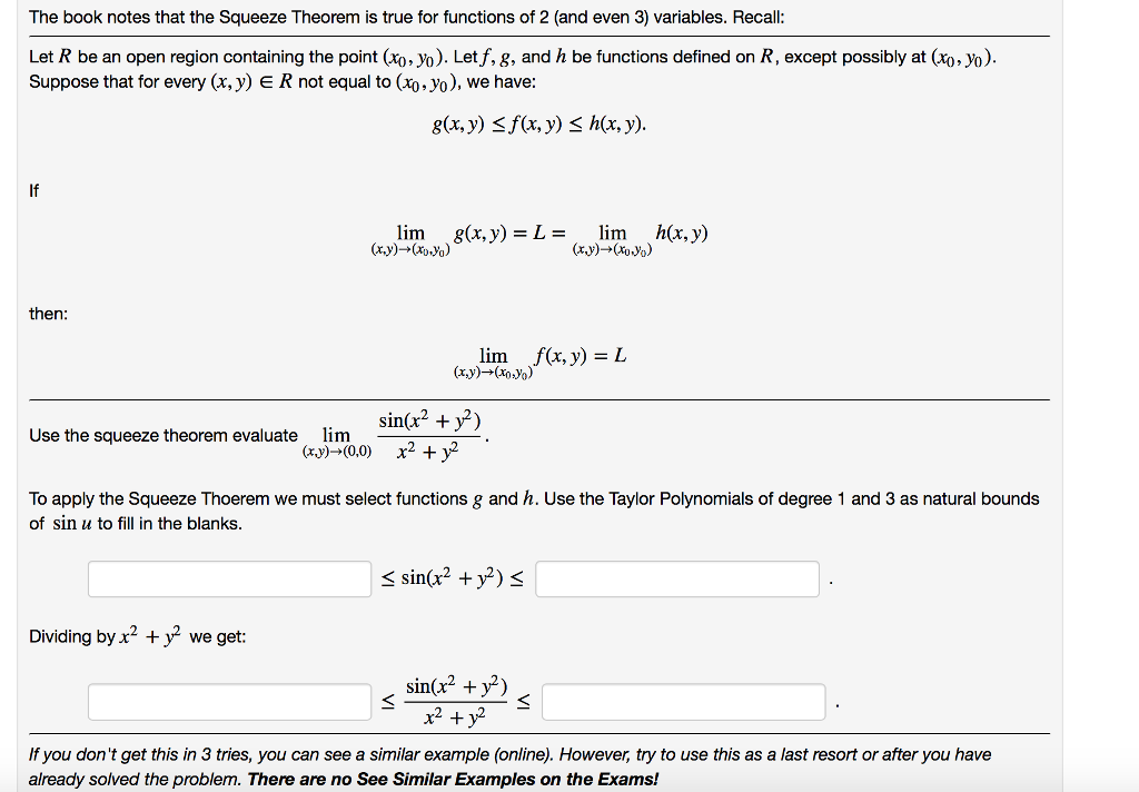 Solved The book notes that the Squeeze Theorem is true for | Chegg.com