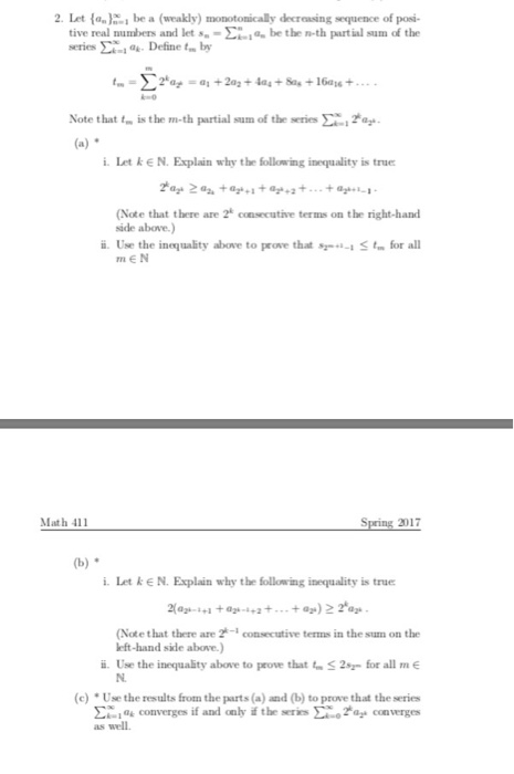 Solved Let {a_n}^infinity_n=1 be a (weakly) monotonically | Chegg.com
