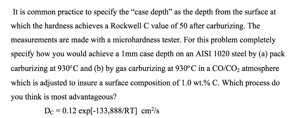 Solved It is common practice to specify the "case depth" as | Chegg.com