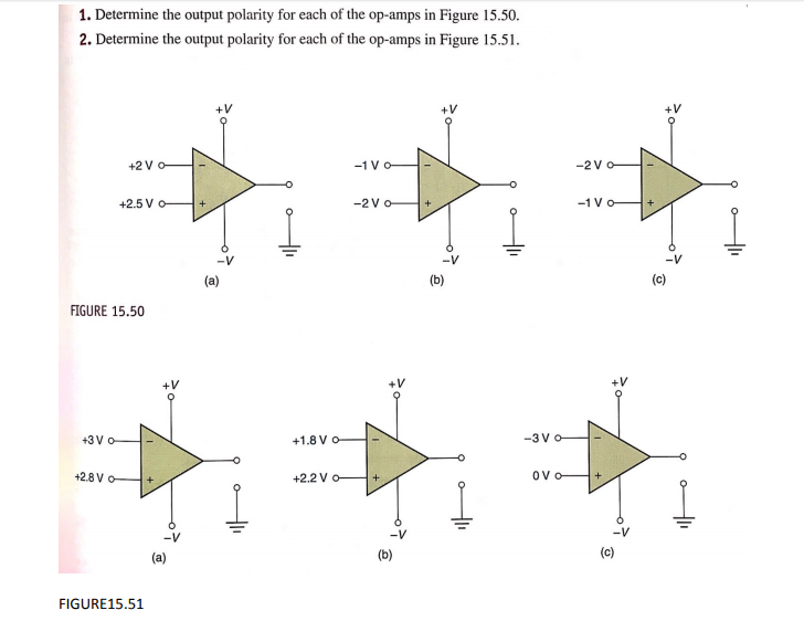 Solved 1. Determine the output polarity for each of the | Chegg.com