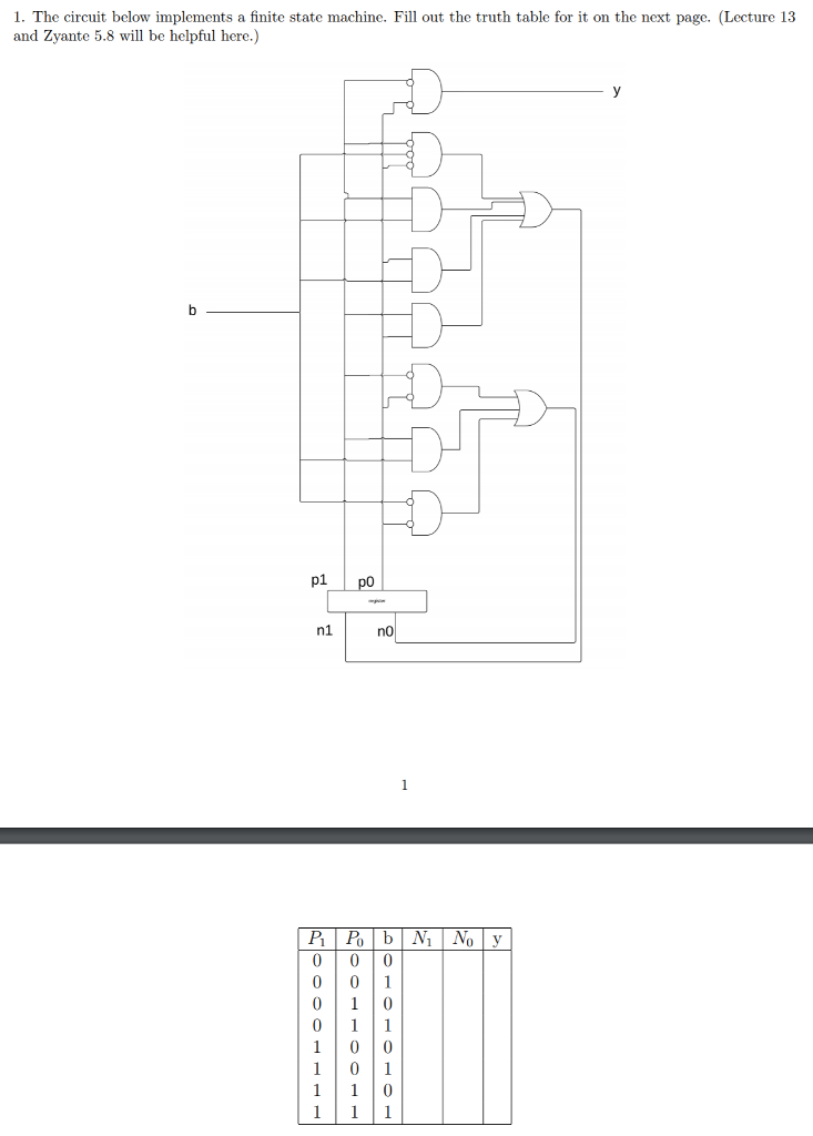 Solved 1. The circuit below implements a finite state | Chegg.com