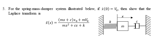 Solved 5. For the spring-mass-damper system ilustrated | Chegg.com