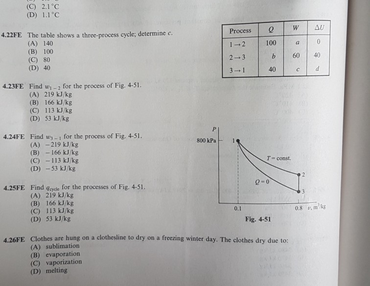 Solved (C) 21°C 1 4.22FE The table shows a three-process | Chegg.com