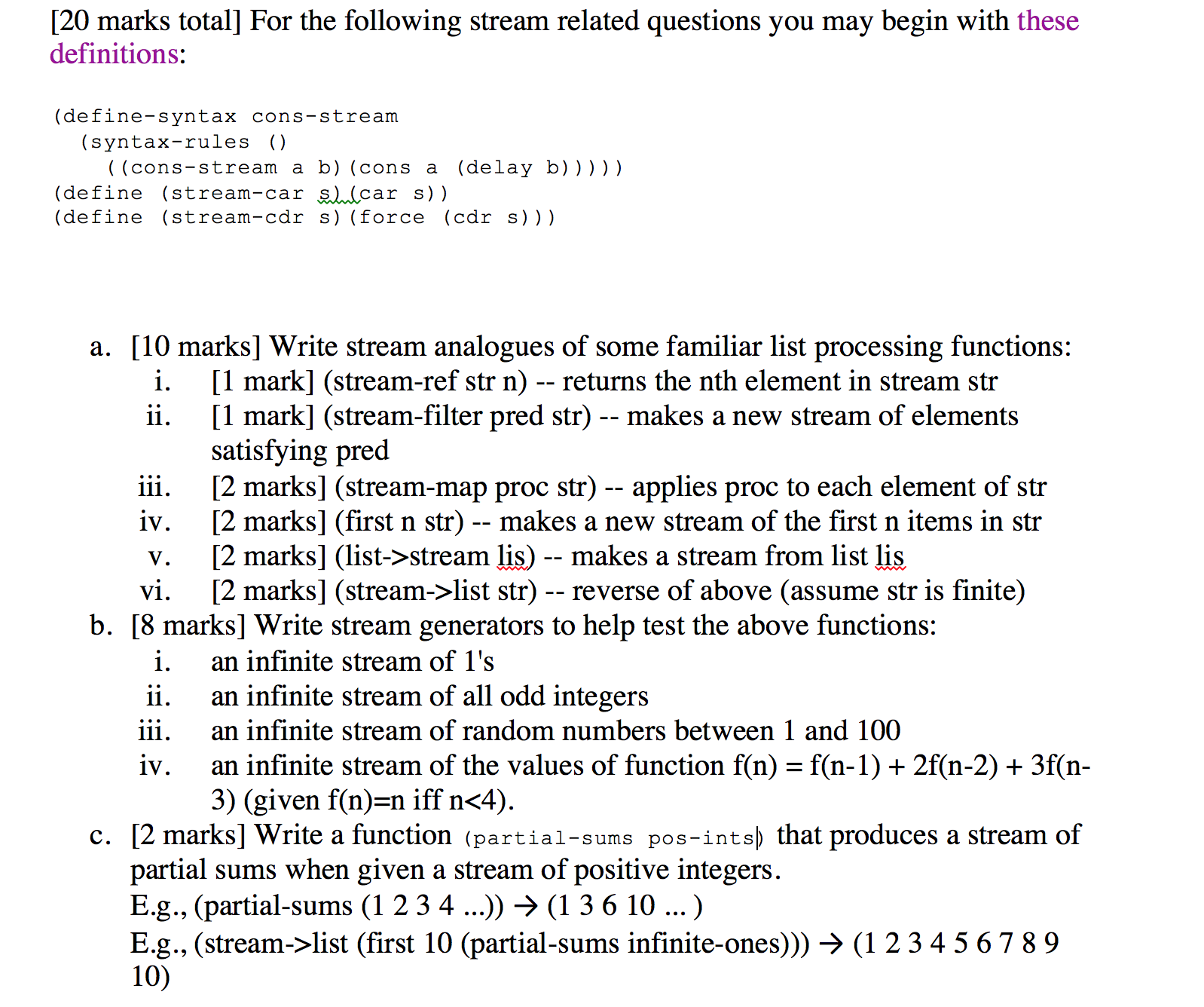 Solved For the following stream related questions you may | Chegg.com