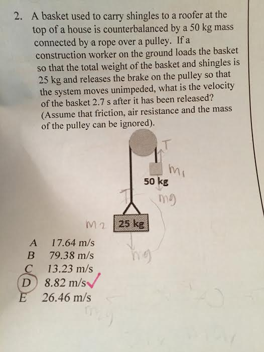 Solved The correct answer is 8.82 m/s, but I don't know how | Chegg.com