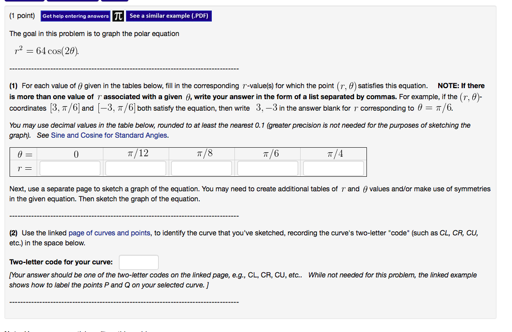 Solved The Goal In This Problem Is To Graph The Polar