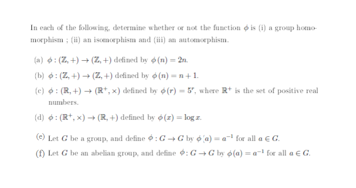 Solved In each of the following, determine whether or not | Chegg.com