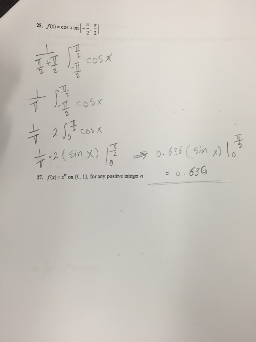 Solved f(x) = cos x on [- pi/2, pi/2] f(x) = x^n on [0, 1], | Chegg.com