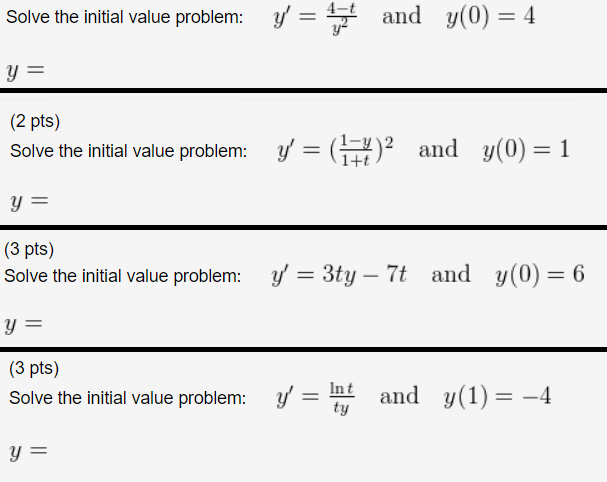 Solved Solve the initial value problem an (2 pts) Solve the | Chegg.com Solved Solve the initial value problem an (2 pts) Solve the | Chegg.com