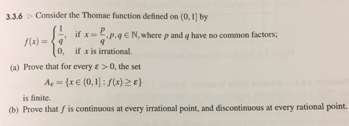 Solved Consider the Thomas function defined on (0, 1] by | Chegg.com
