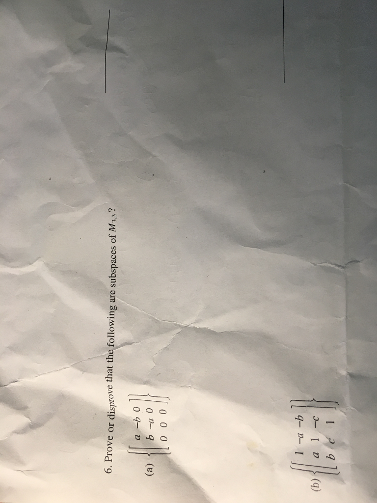 Solved 6 Prove Or Disprove That The Following Are Subspaces