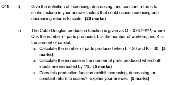 Solved Q19. Give the definition of increasing, decreasing, | Chegg.com