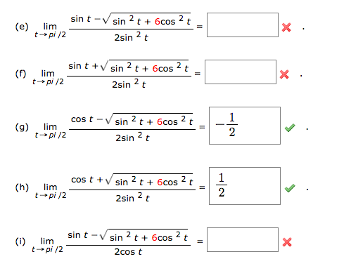 Solved lim_t rightarrow pi/2 sin t - squareroot sin^2 t + 6 | Chegg.com