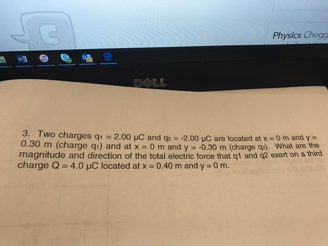 Solved Two charges, q1 = +2.00 uC, and q2 = -3.00 uC are | Chegg.com
