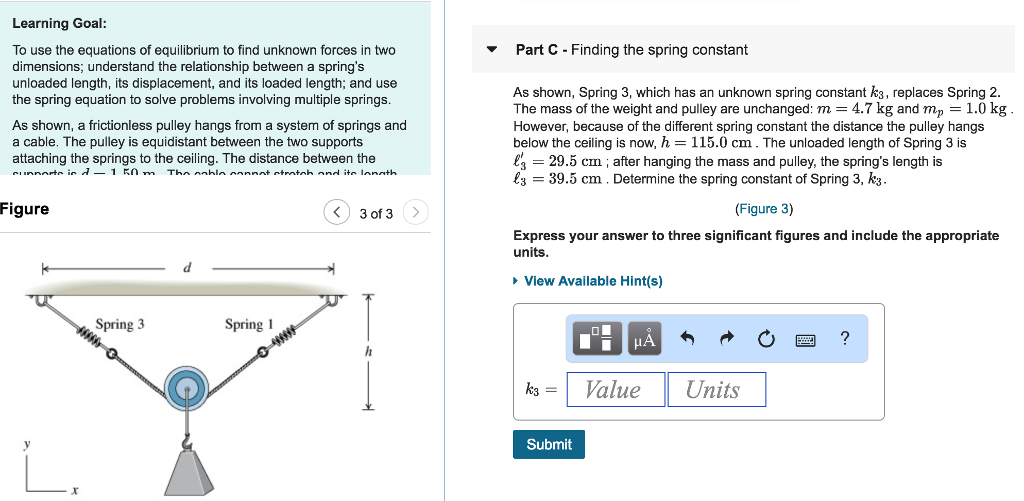 Solved Learning Goal Part C Finding the spring constant To | Chegg.com
