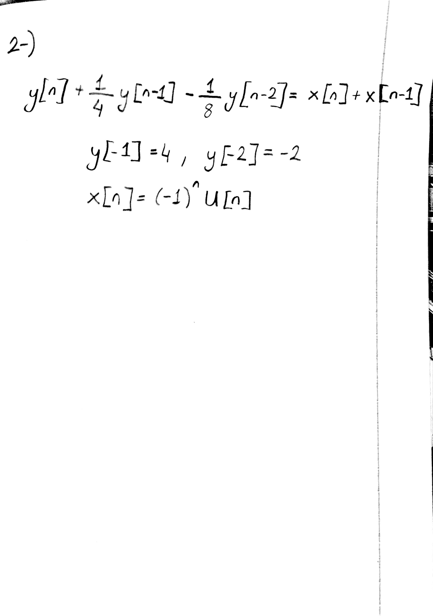 Solved Y n 1 4 Y n 1 1 8 Y n 2 X n X n 1 Y 1 Chegg