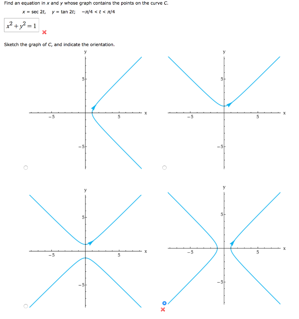 Solved Find an equation in x and y whose graph contains the | Chegg.com
