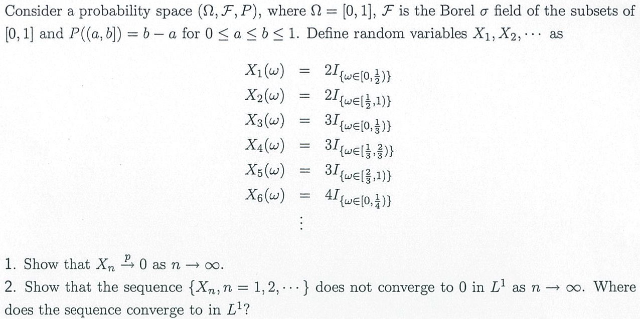 Consider a probability space ( ohm , , P), where ohm | Chegg.com