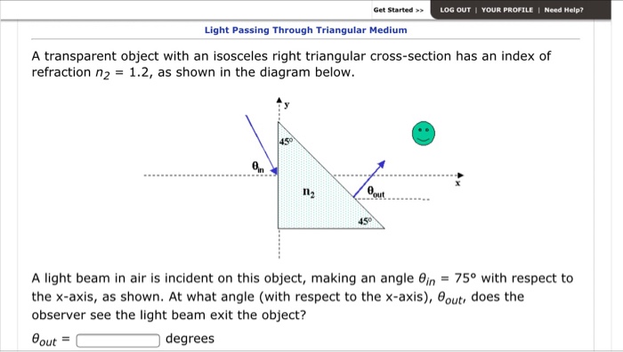Solved A transparent object with an isosceles right | Chegg.com