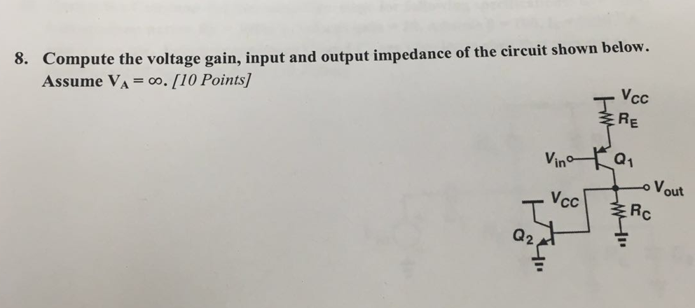 Solved Compute the voltage gain, input and output impedance | Chegg.com