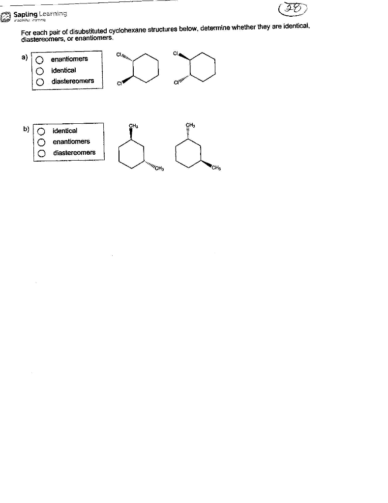 Solved or each pair of disubstituted cyclohexane structures | Chegg.com