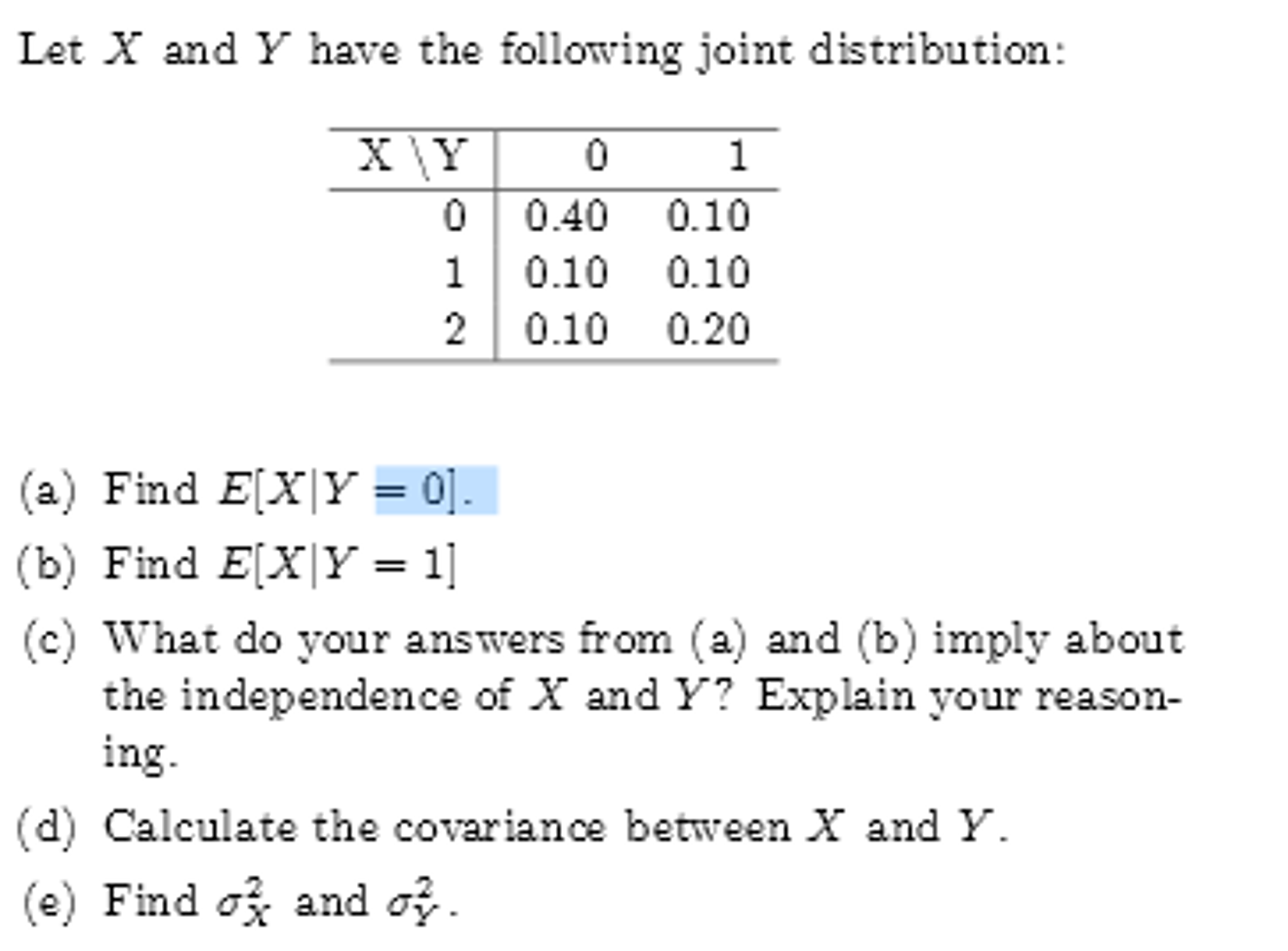 Solved Let X and Y have the following joint distribution: | Chegg.com